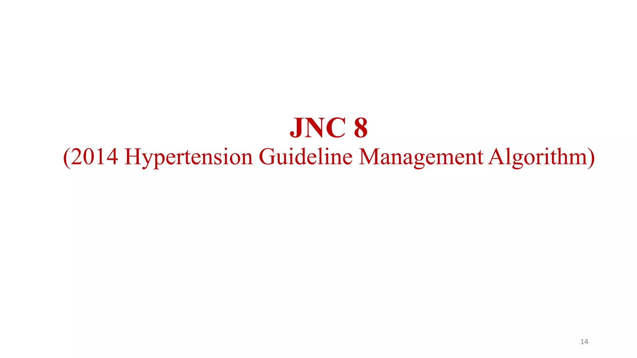 JNC 8 guideline to Management of Hypertension | PPTX