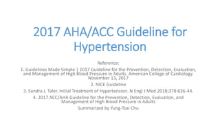 2017 AHA/ACC Hypertension guideline summary | PPTX | Heart and ...