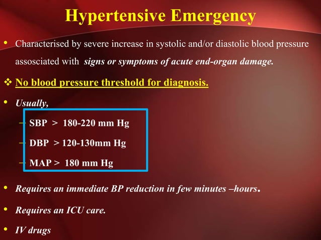 HTN EMERGENCIES AND URGENCIES | PPTX | Blood Disorders | Diseases and Conditions