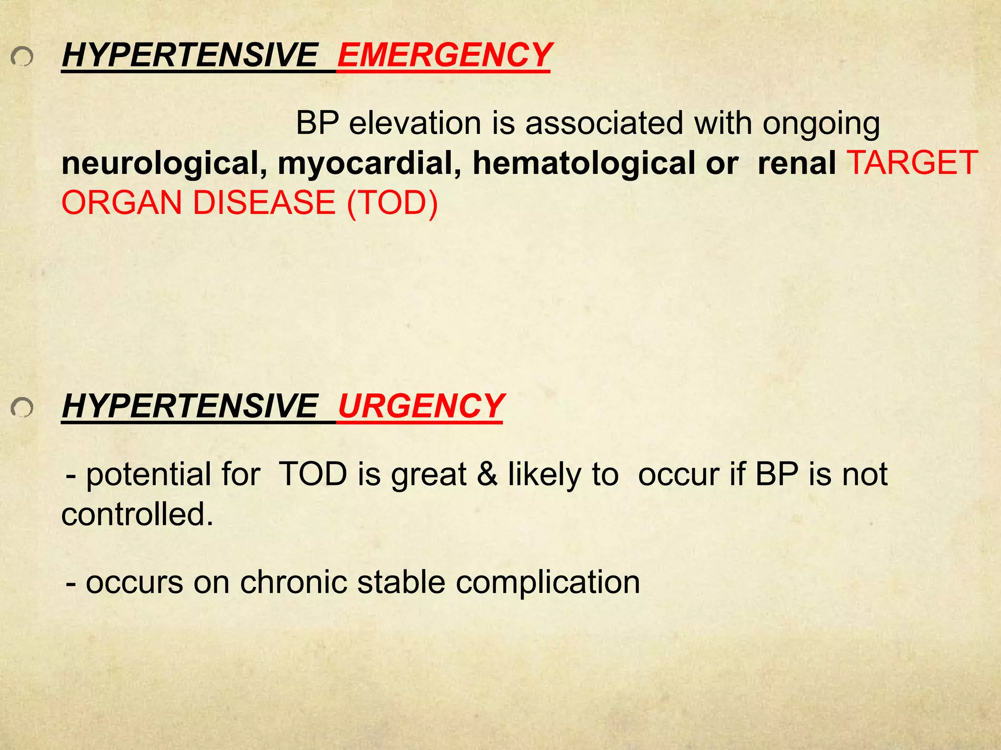 HYPERTENSION EMERGENCY & URGENCY | PPTX
