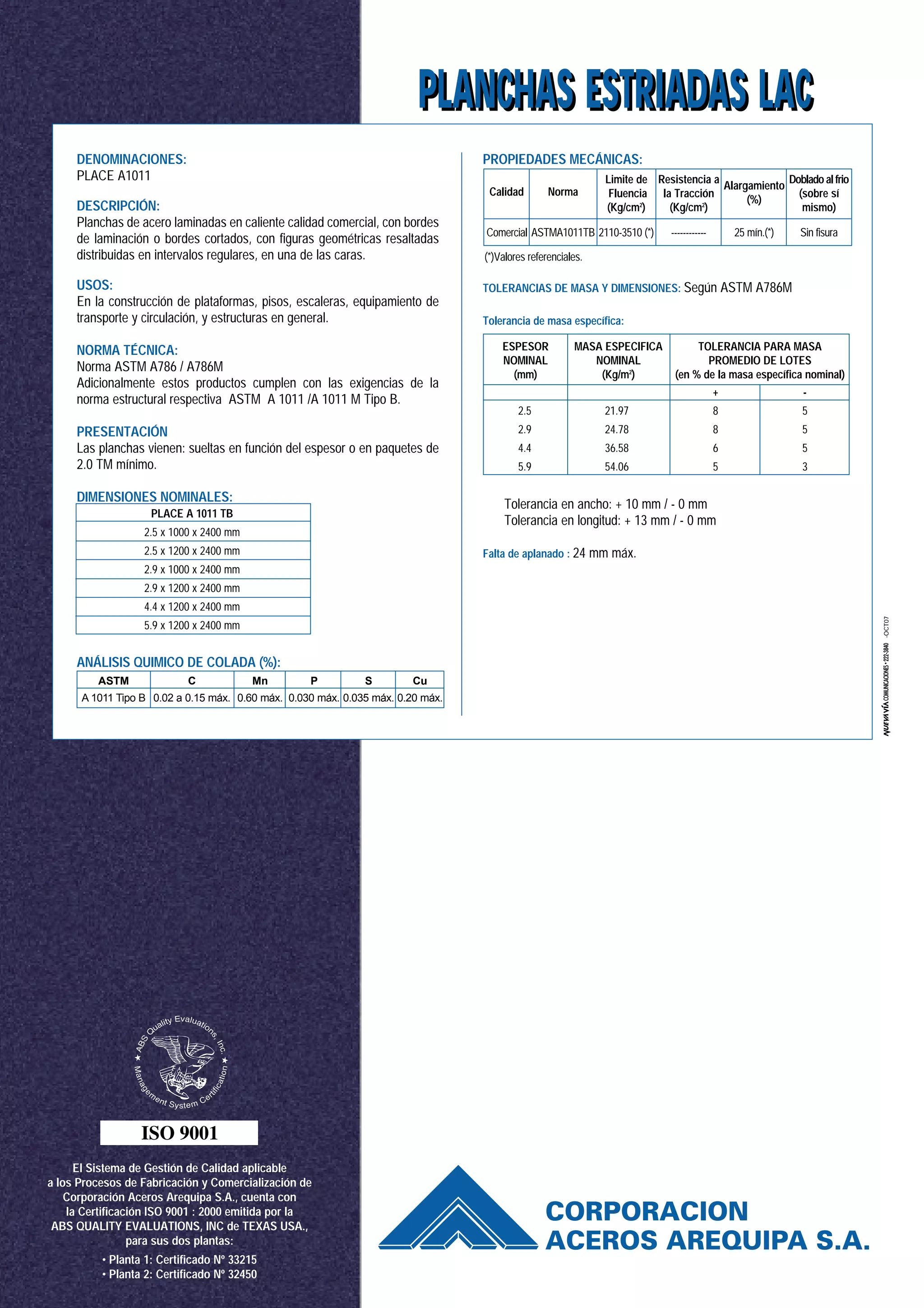 Ht planchas estriadas lac | PDF
