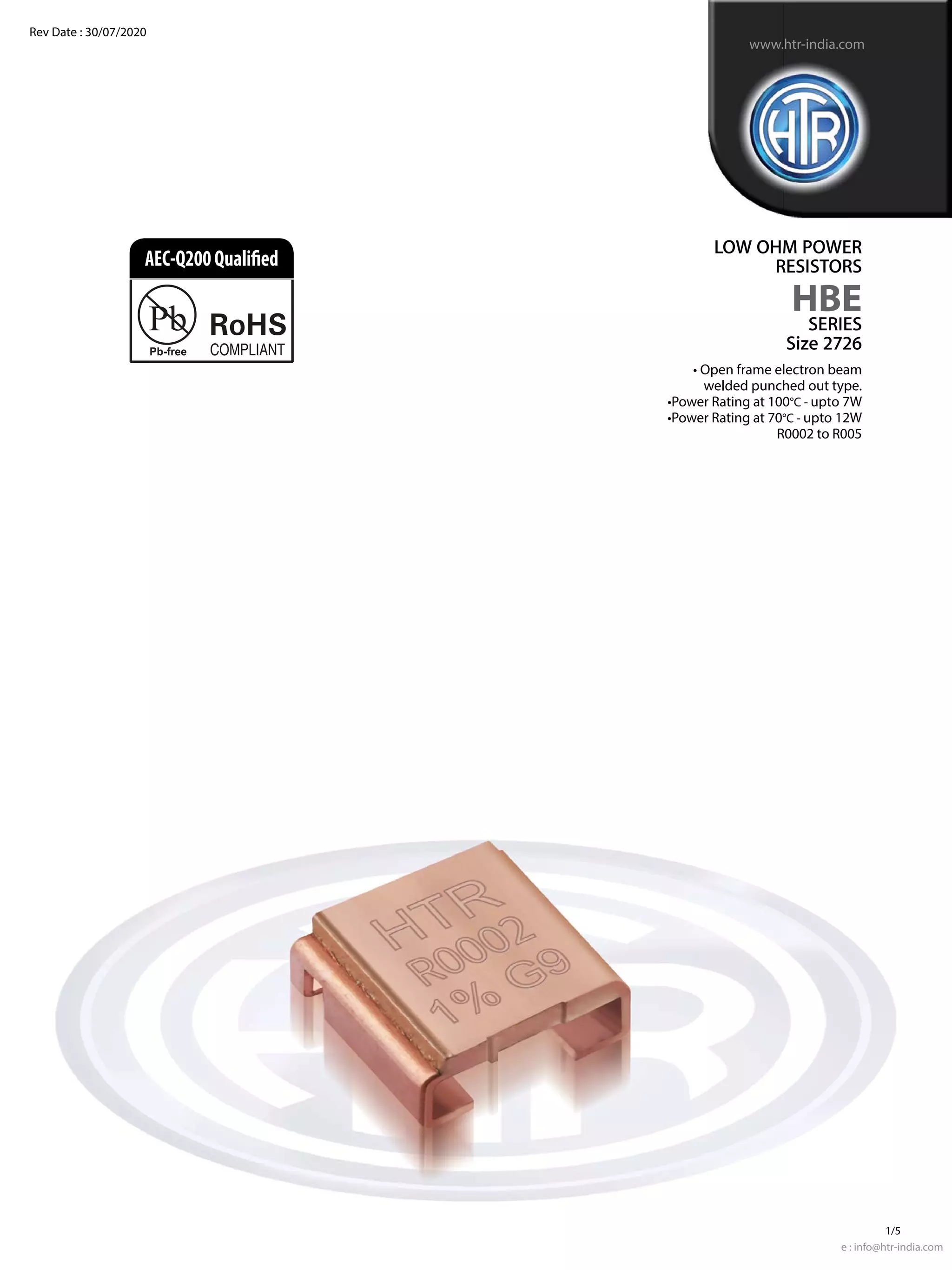 Htr india-products-current-sense-resistors-electron-beam-welded-hbe ...