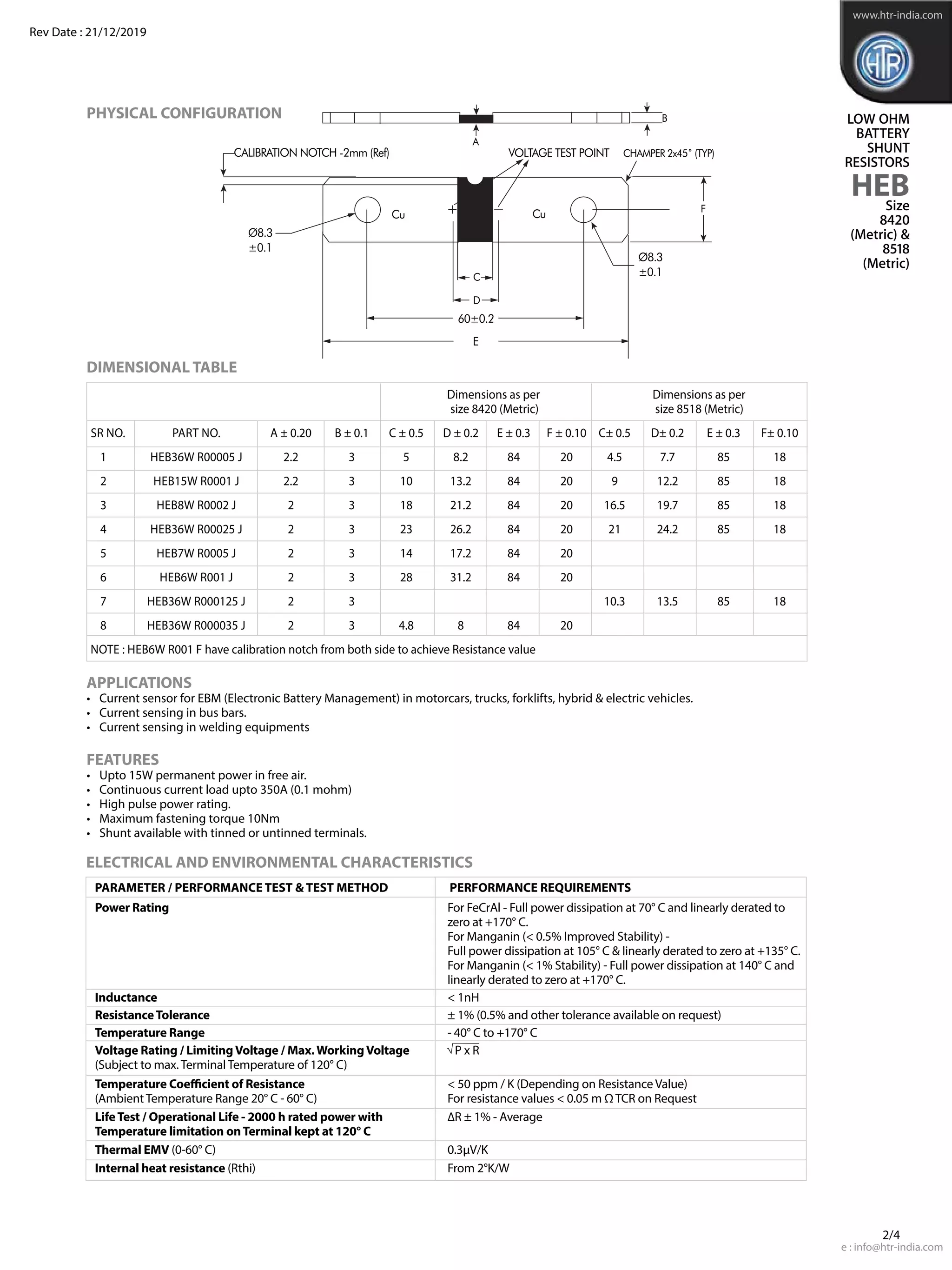 Htr india-products-current-sense-resistors-electron-beam-welded-heb-english | PDF