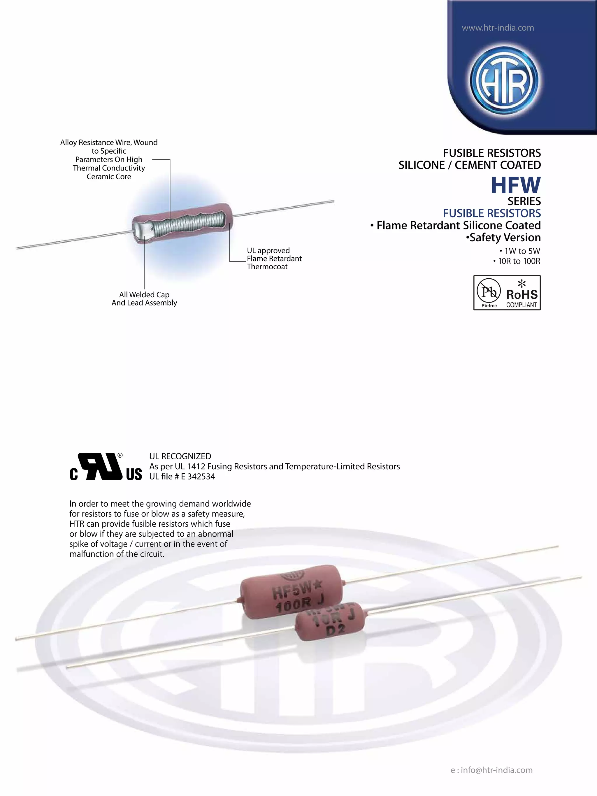 HFW - FUSIBLE RESISTORS SILICONE / CEMENT COATED (OLD) | PDF