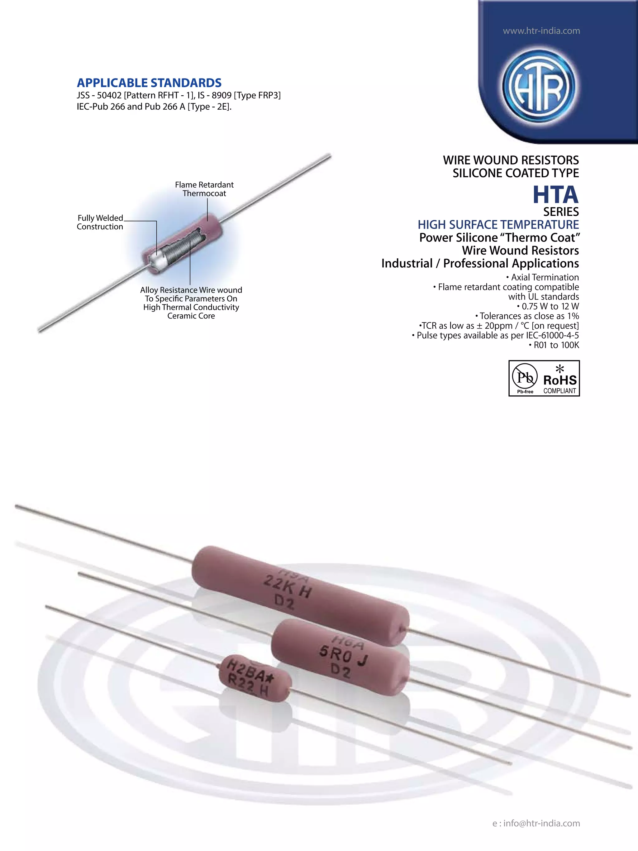 HTA - WIRE WOUND RESISTORS SILICONE COATED TYPE (OLD) | PDF