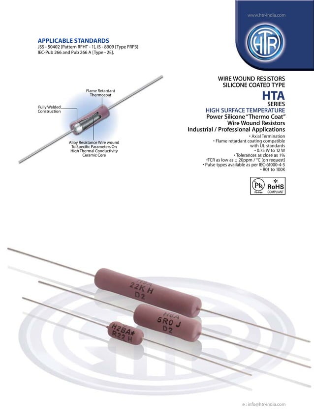 HTA - WIRE WOUND RESISTORS SILICONE COATED TYPE (OLD) | PDF