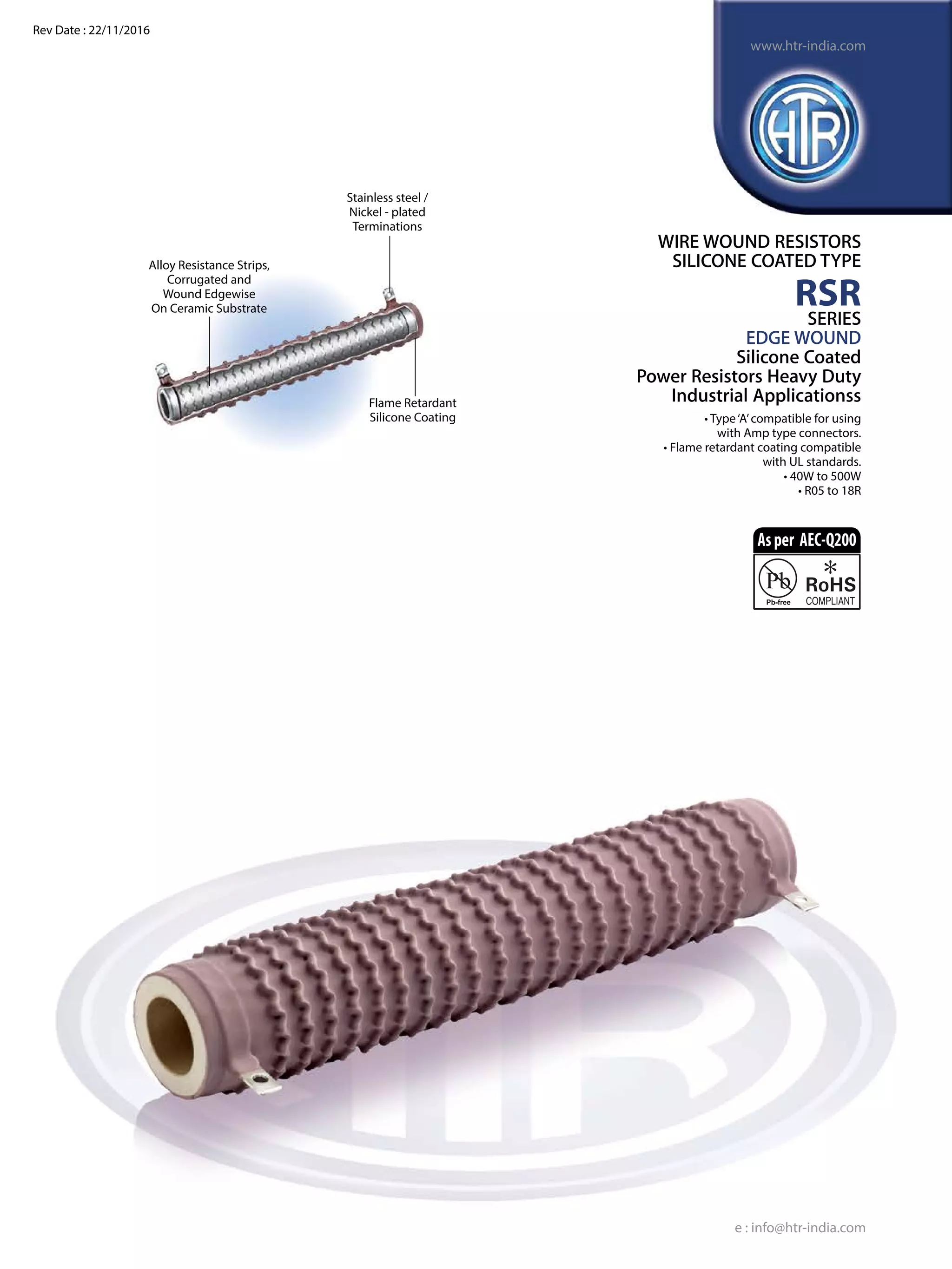 RSR - Wire wound resistors silicone coated type | PDF