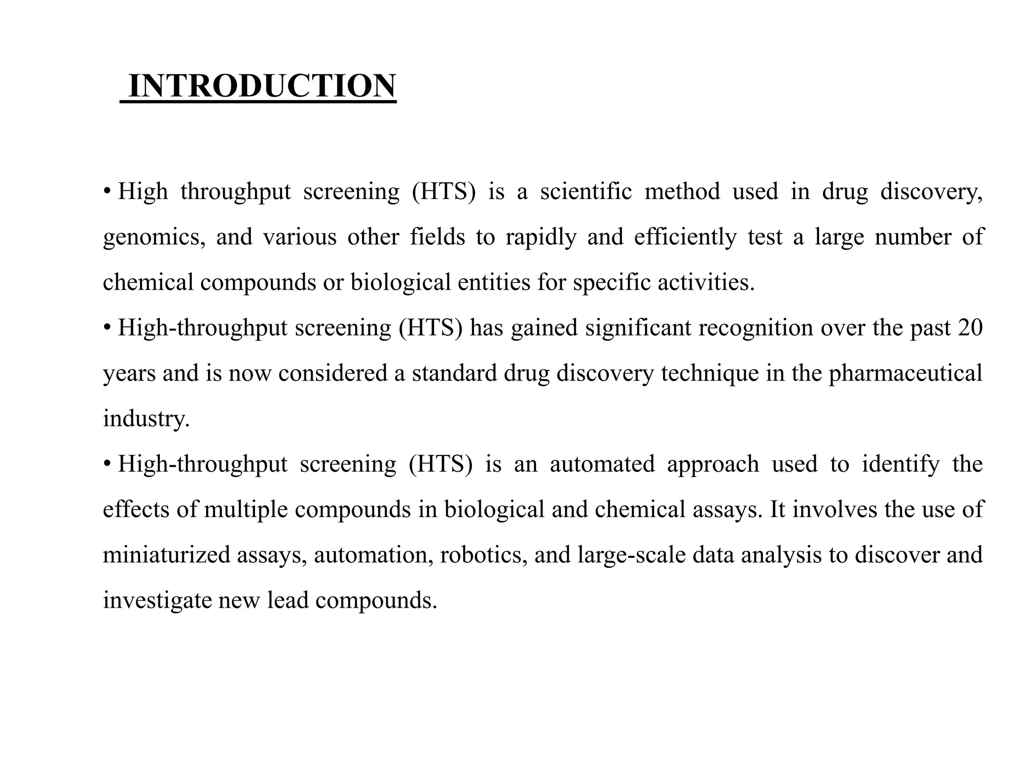 High throughput screening for lead discovery .pptx