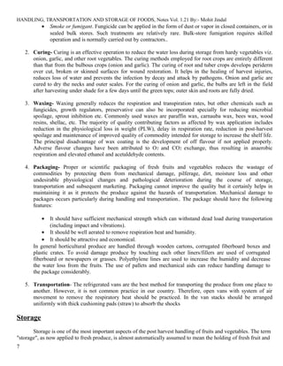 HANDLING, TRANSPORTATION AND STORAGE OF FOODS | DOC