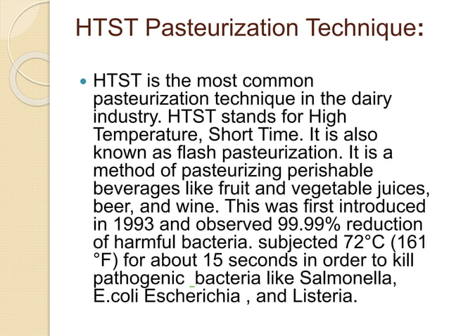 HTST and UHT Technique | PPTX | Cooking | Food & Drink