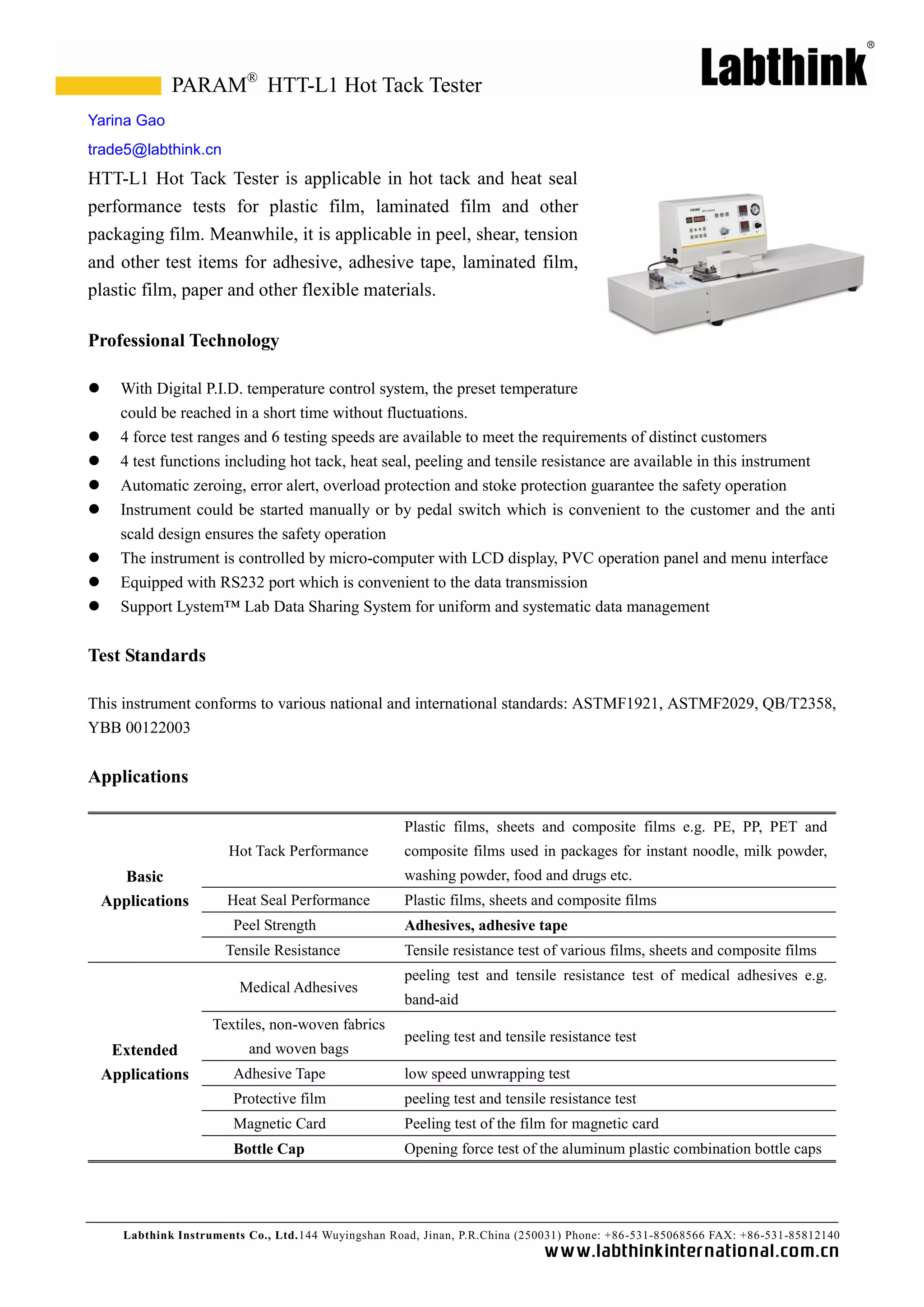 Hot Tack Tester for plastic packaging | PDF