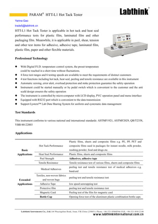 Hot Tack Tester for plastic packaging | PDF