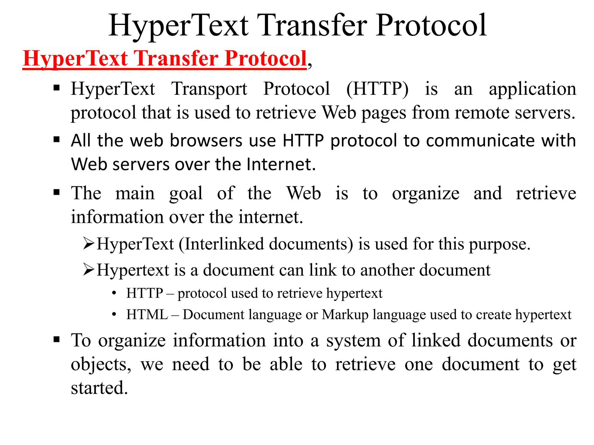 Hypertext Transfer Protocol | PPSX | Computer Networking | Computing