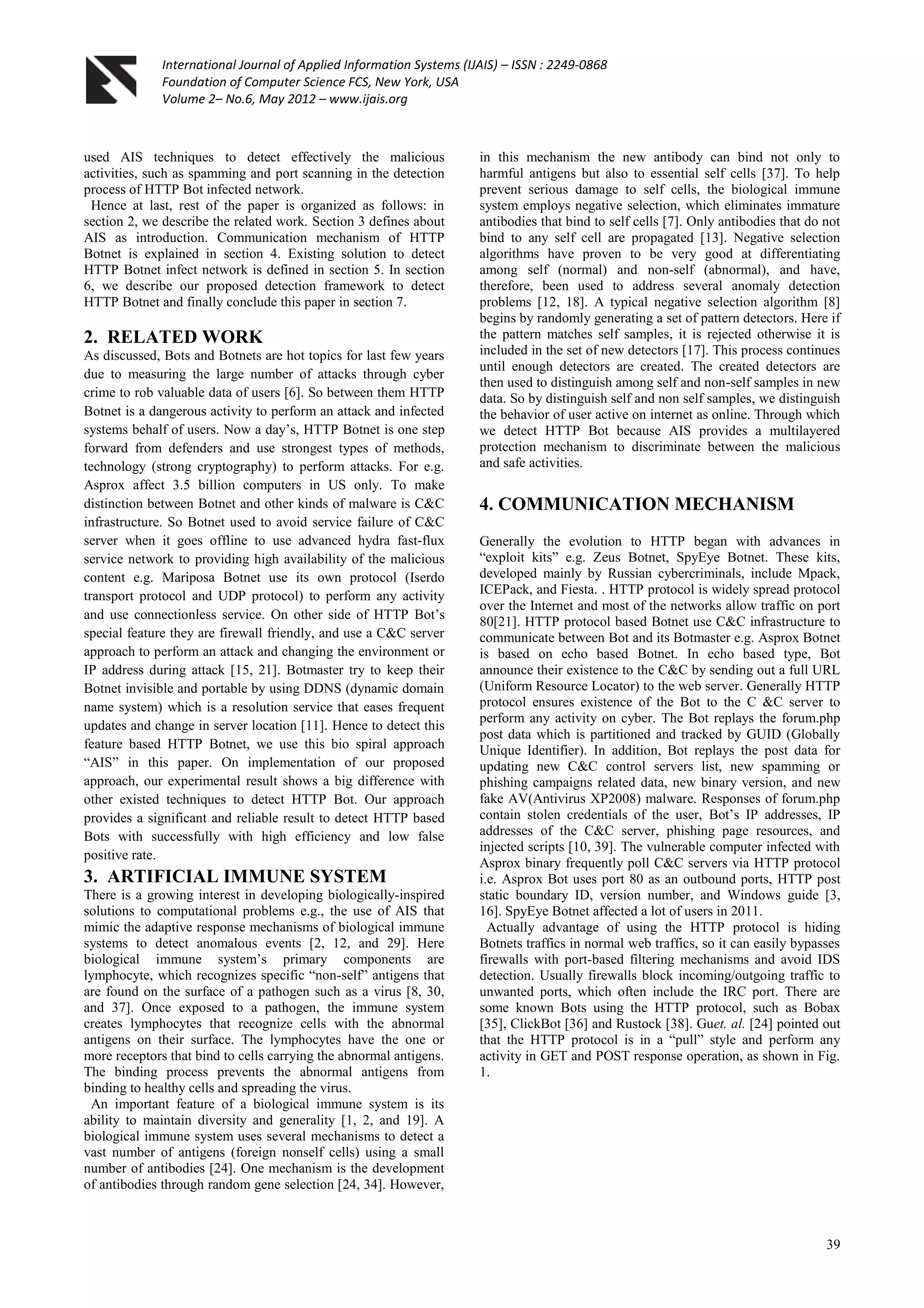 Detecting HTTP Botnet using Artificial Immune System (AIS) | PDF Detecting HTTP Botnet using Artificial Immune System (AIS) | PDF