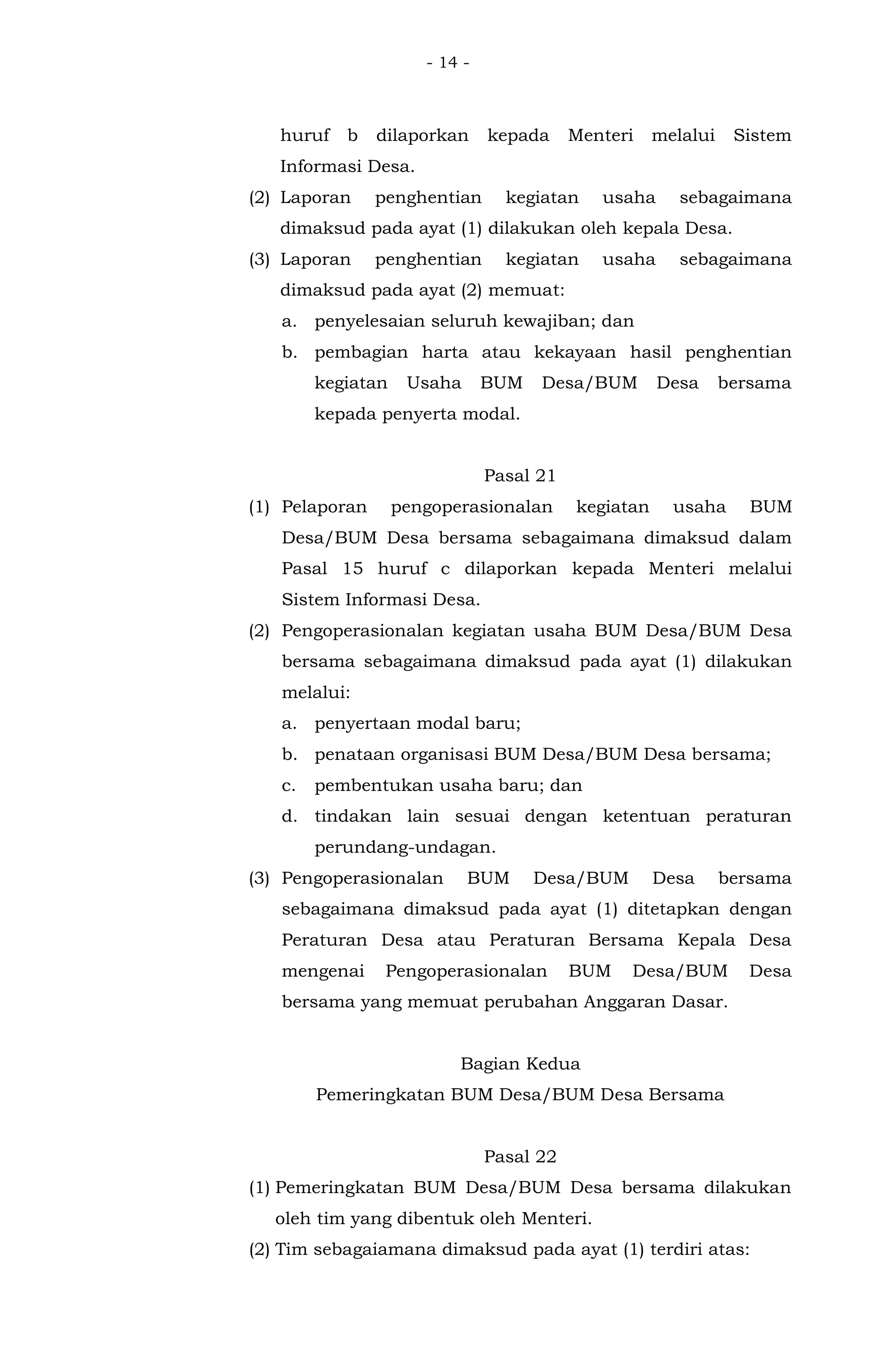 Permendesa Nomor 3 tahun 2021 Tentang Pendaftaran, Pendataan Dan Pemeringkatan, Pembinaan Dan ...