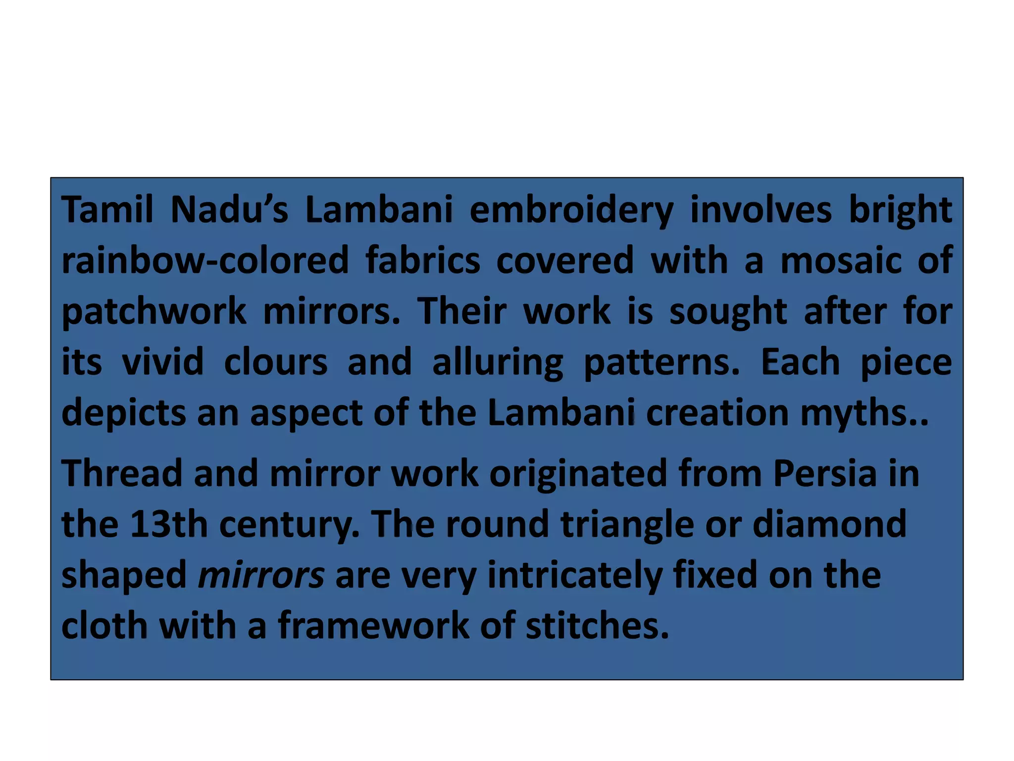 Lambani embroidery | PPTX