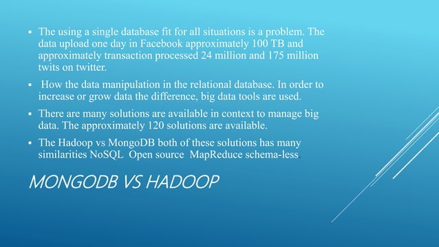 Mongodb And Hadoop Handling For Big Data Pptx Databases Computer