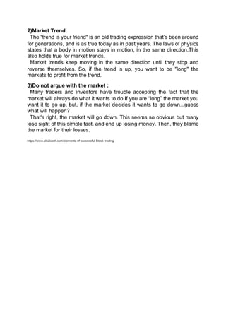 Elements of Successful Stock Trading | PDF