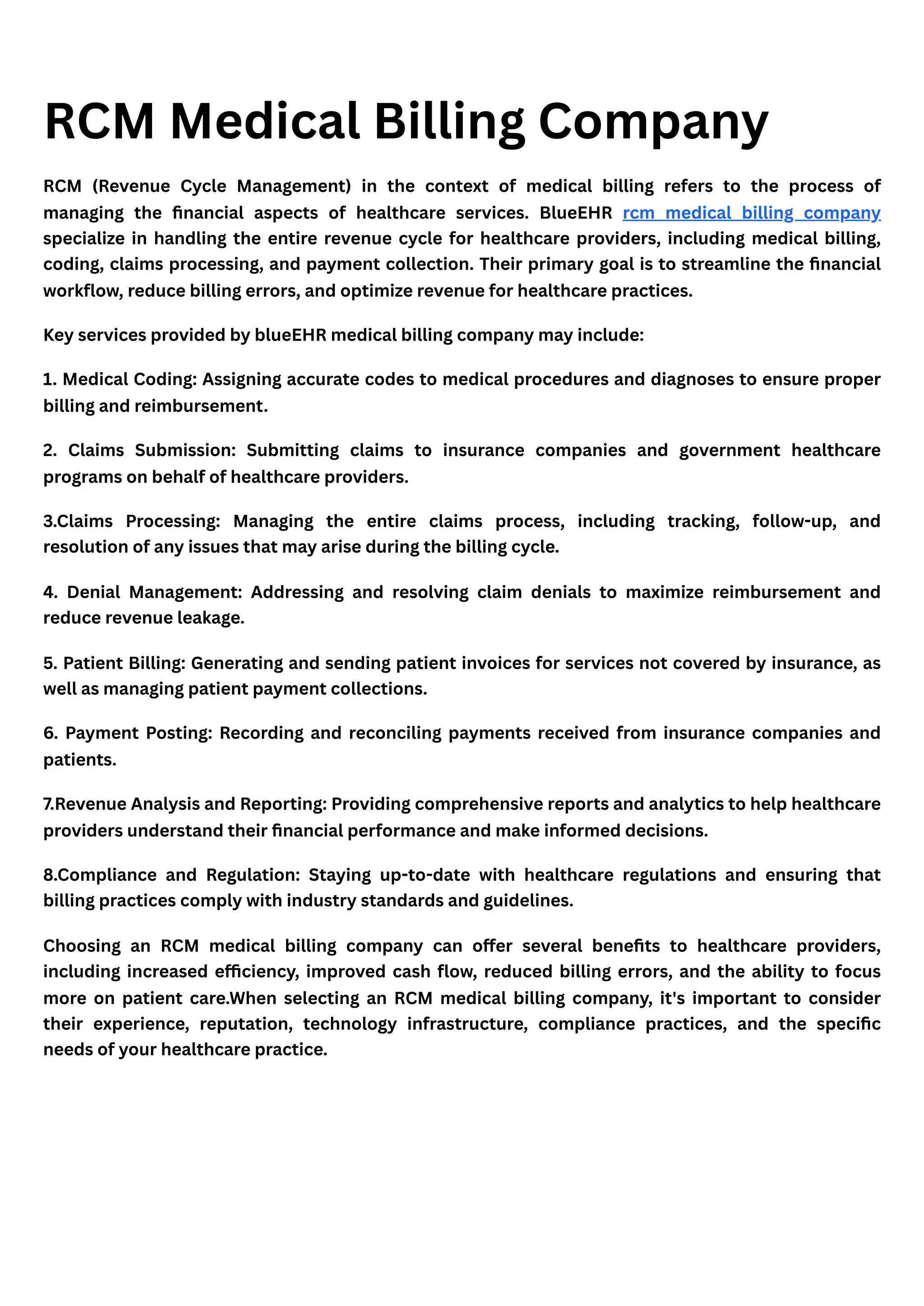 Revenue Cycle Management Medical Billing Company | PDF | Health ...