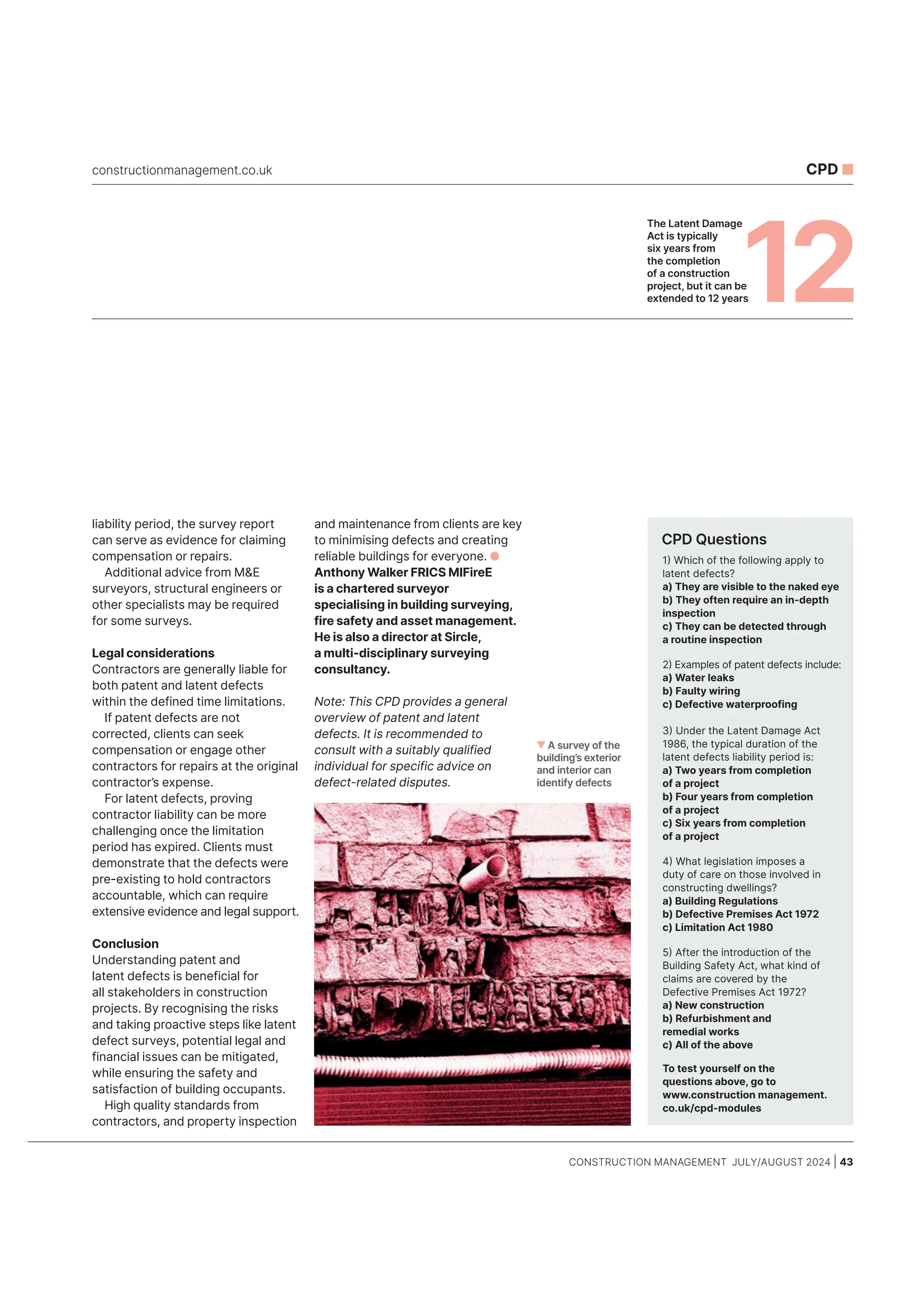 CPD: Patent and Latent Defects, Building Surveying | PDF