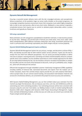 Dynamics 365 Bid Management for Construction Projects | PPTX