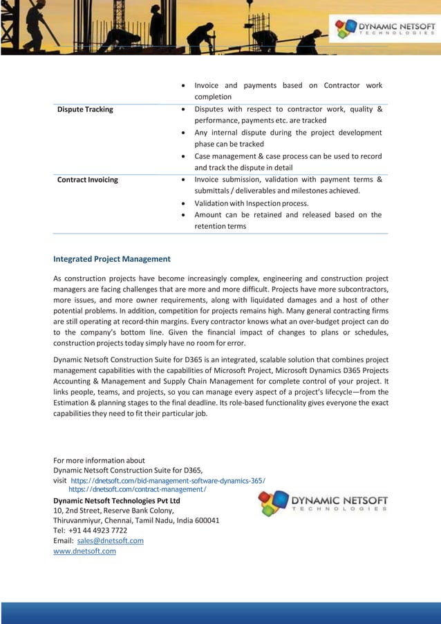 Dynamics 365 Bid Management for Construction Projects | PPTX