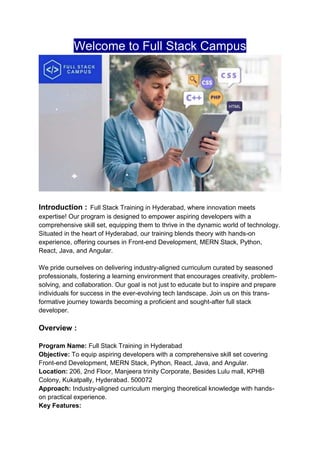 Welcome to Full Stack Training in Hyderabad | DOCX | Programming ...