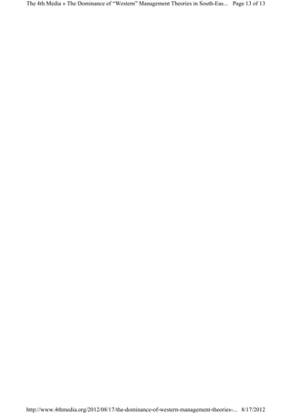 The Dominance of “Western” Management | PDF