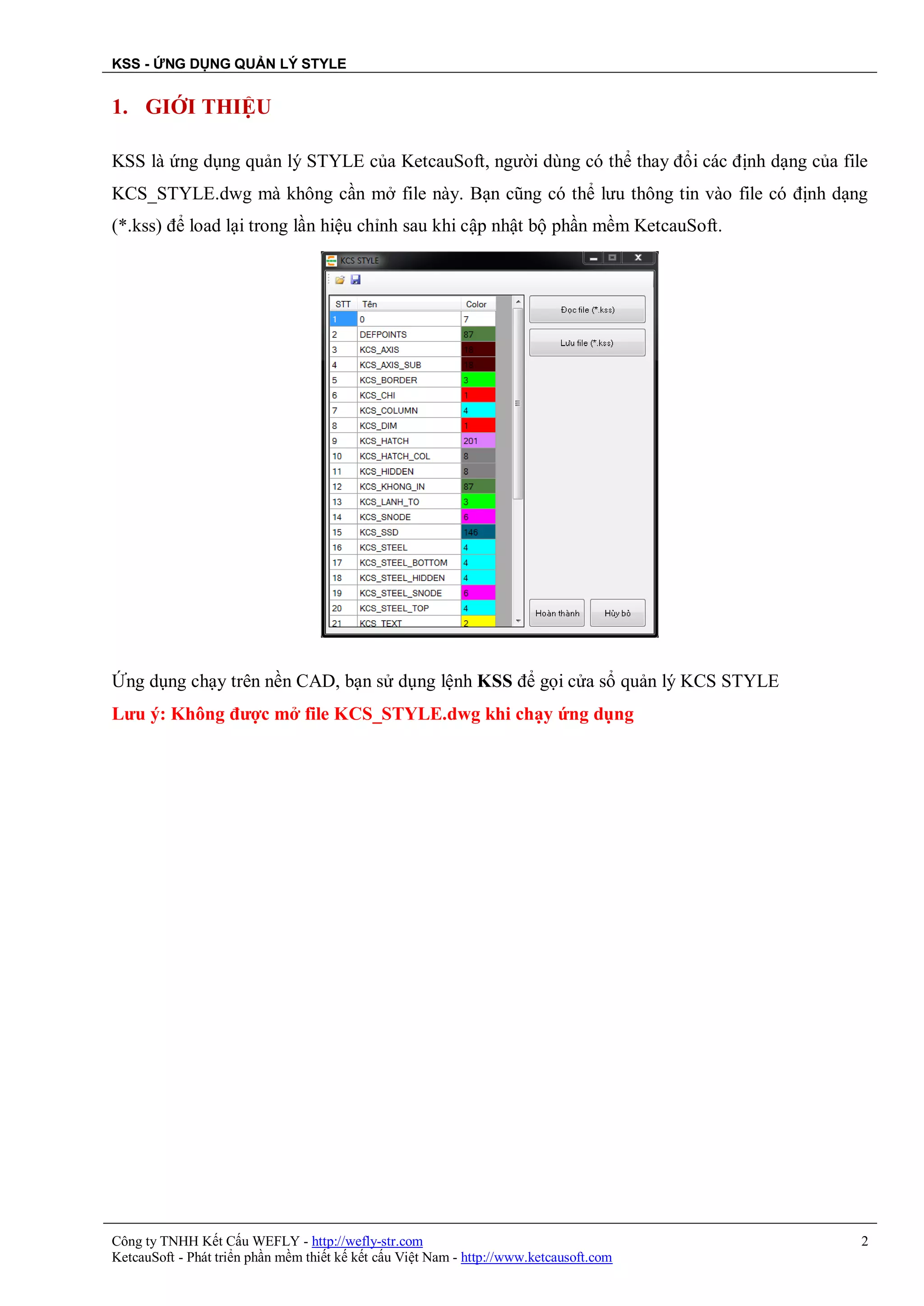 KSS - Ứng dụng quản lý STYLE của KetcauSoft | PDF