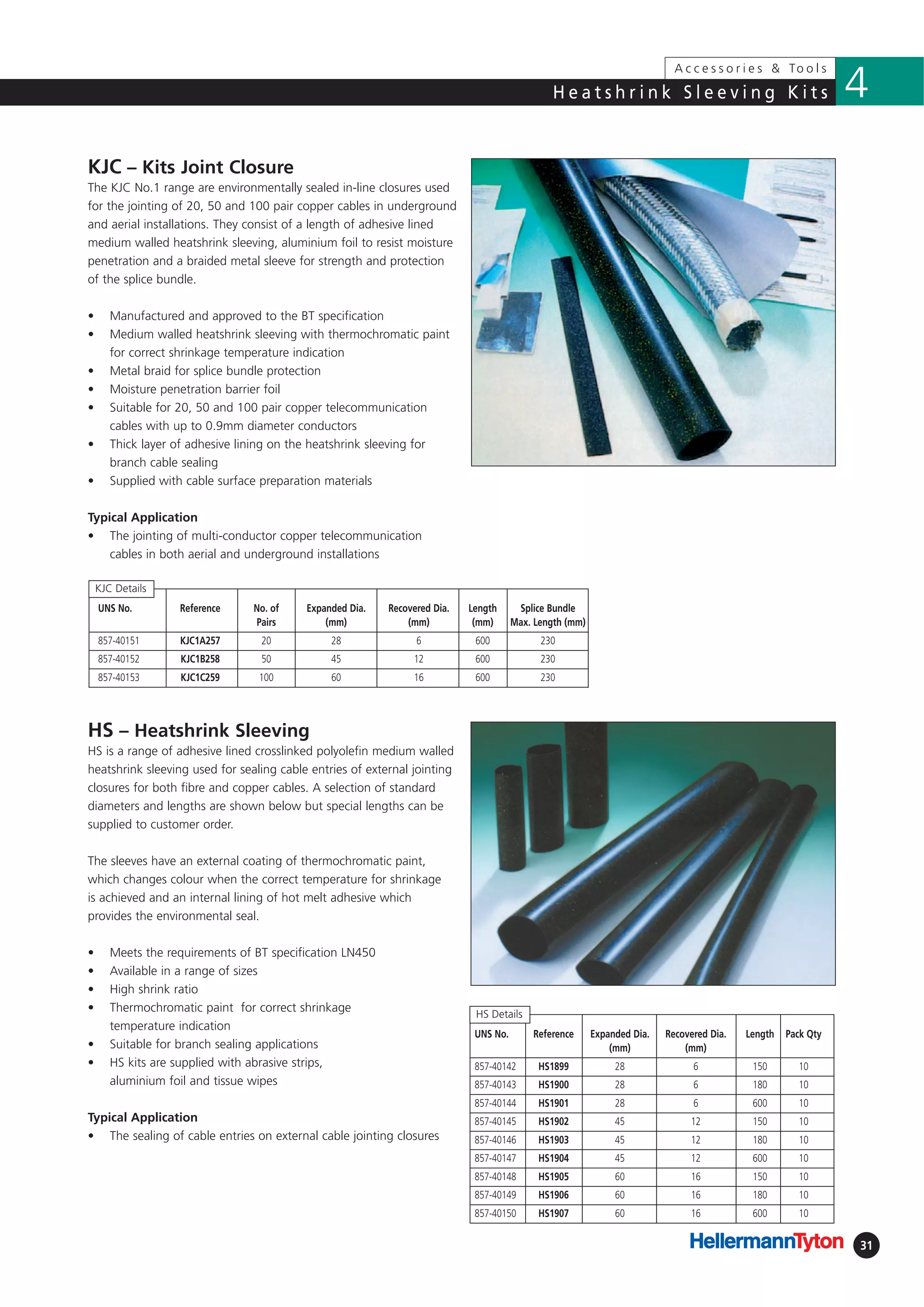 Heat Shrink Sleeving to suit Copper & Fibre Jointing Closures | PDF