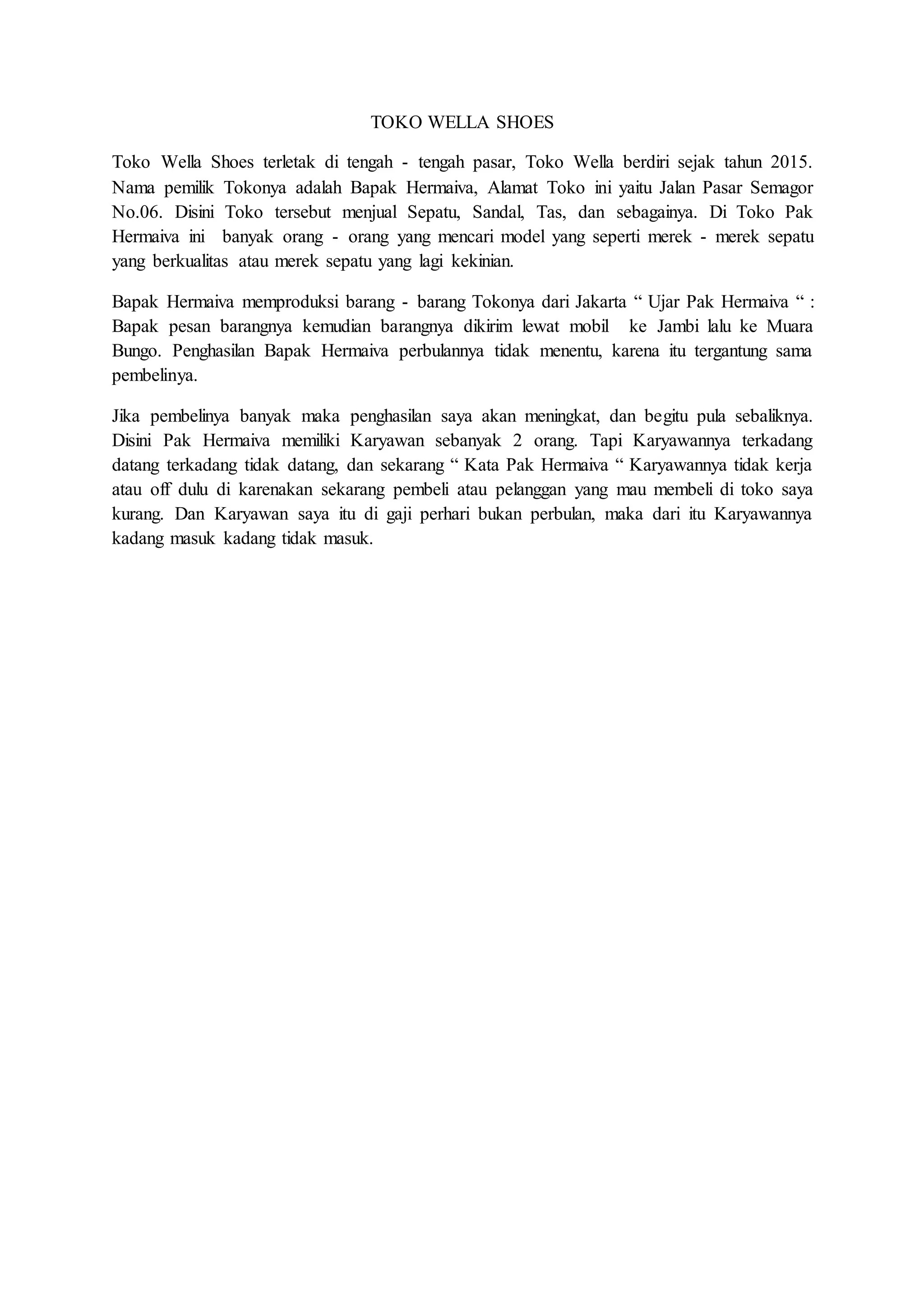 Sejarah toko wella shoes | DOCX