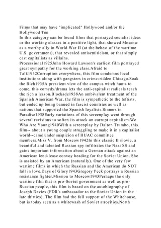 Huac v hollywoodActivity and Discussion HUAC and the glo.docx