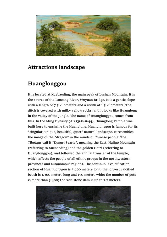 Huanglong scenic area | PDF