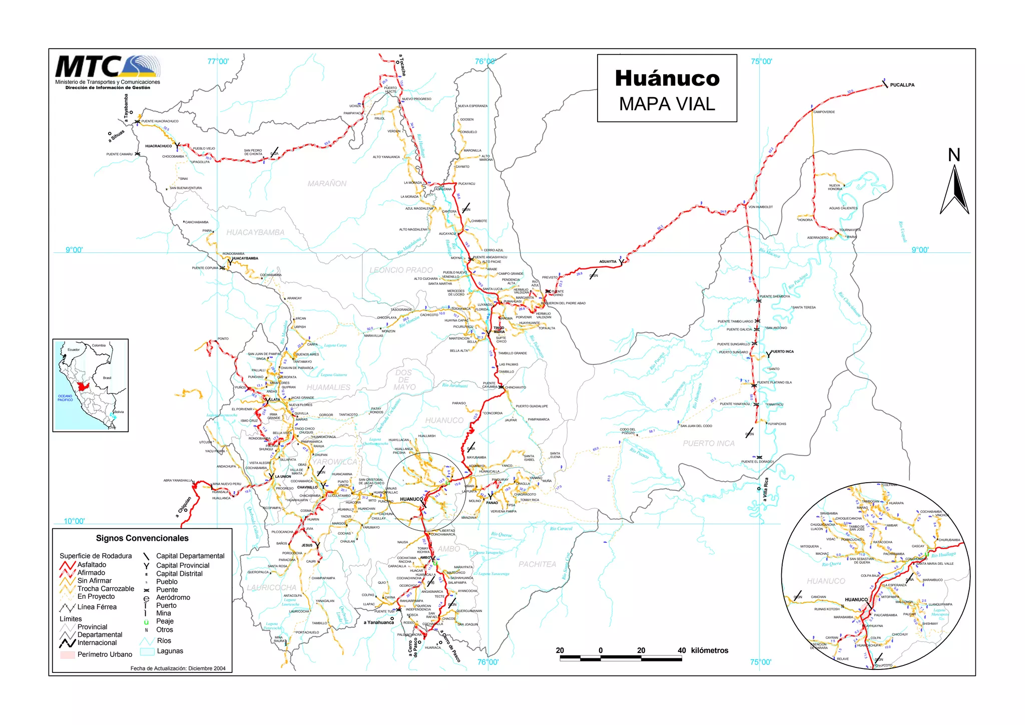 Mapa vial del departamento de Huánuco | PDF