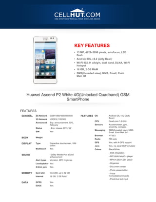 Huawei ascend-p2-white-4 g-unlocked-quadband-gsm-smartphone_brochure_33443 | PDF