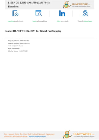 huawei-s-sfp-ge-lh80-sm1550-brochure-datasheet.pdf | Telecommunications Industry | Industries