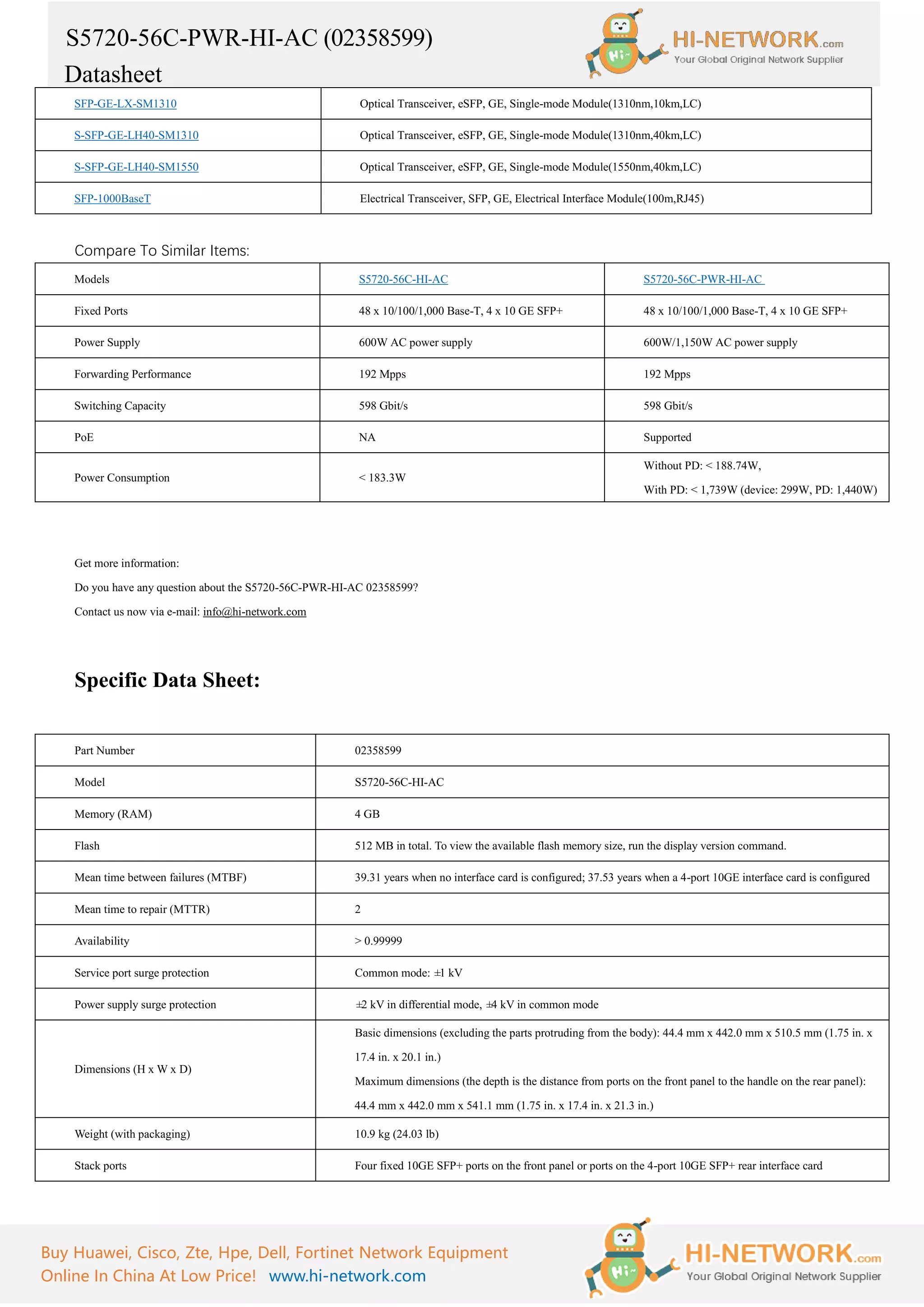 huawei-s5720-56c-pwr-hi-ac-brochure-datasheet.pdf | Computer Networking | Computing