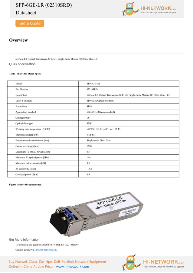 huawei-sfp-6ge-lr-brochure-datasheet.pdf | Computer Networking | Computing