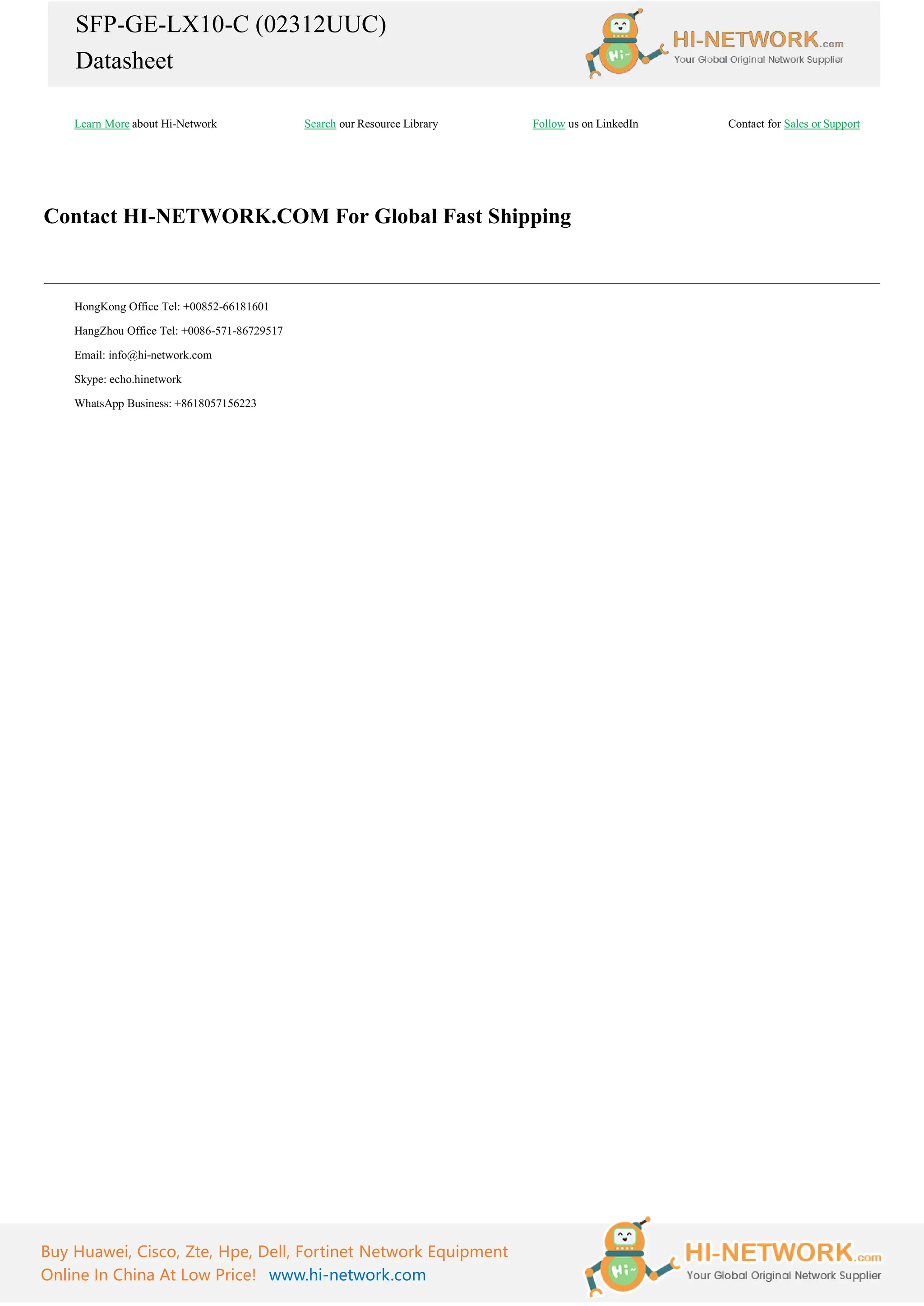 huawei-sfp-ge-lx10-c-brochure-datasheet.pdf | Telecommunications Industry | Industries