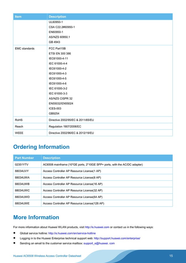 Huawei AC6508 Wireless Access Controller Datasheet.pdf | Computer ...