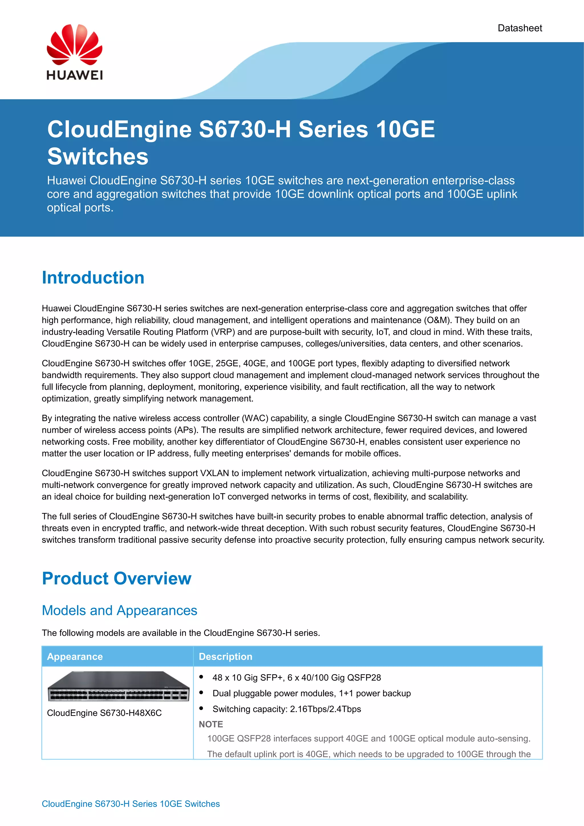 Huawei CloudEngine S6730-H Series 10GE Switches Datasheet.pdf