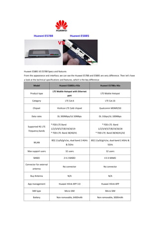 Huawei E5885Ls-93a VS Huawei E5788u-96a | PDF