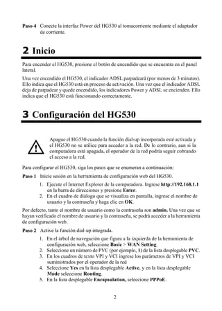 Huawei hg530 home gateway quick start spanish | PDF