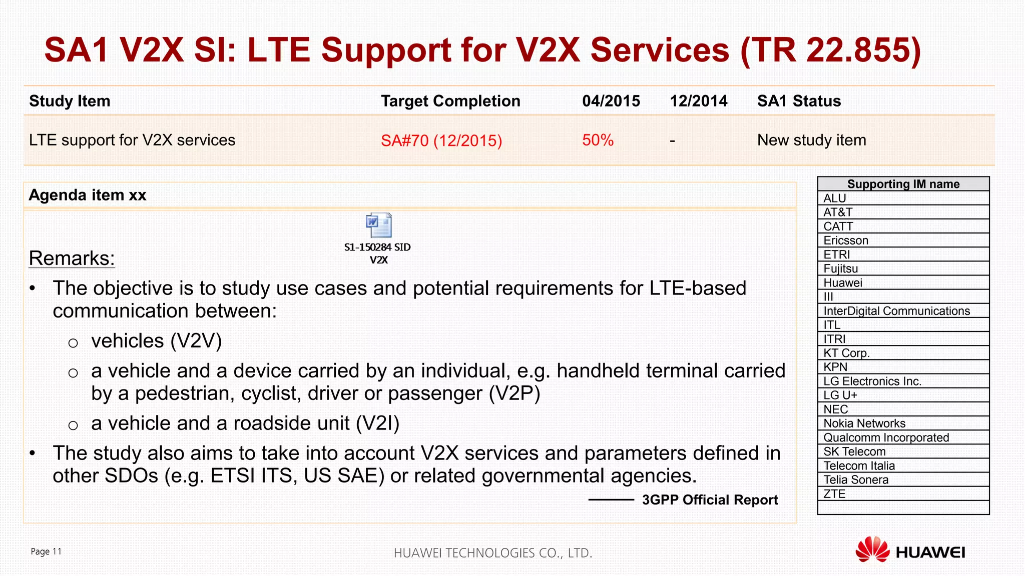 Huawei about LTE V2X Standardisation in 3GPP | PDF