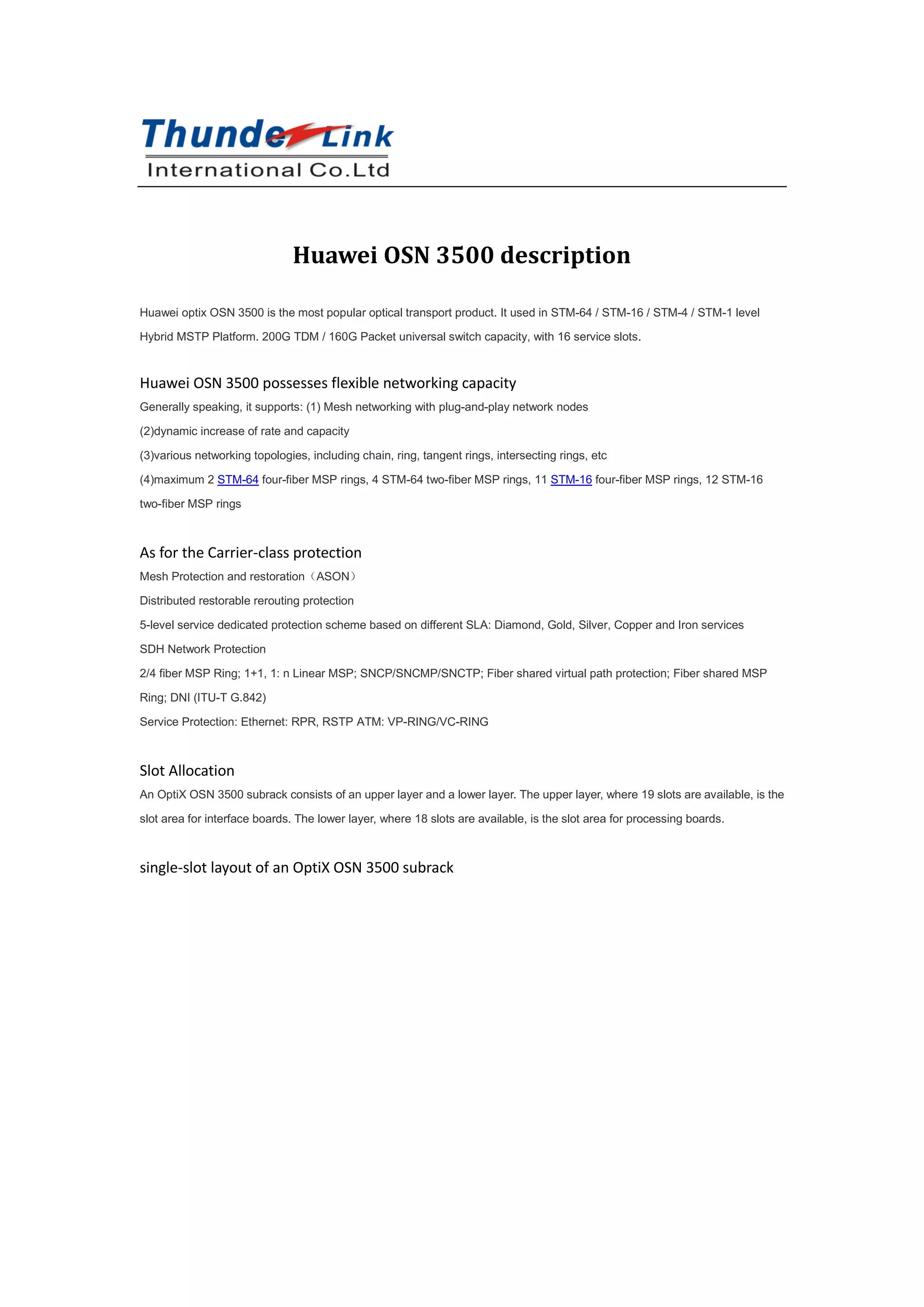 Huawei osn 3500 description | PDF