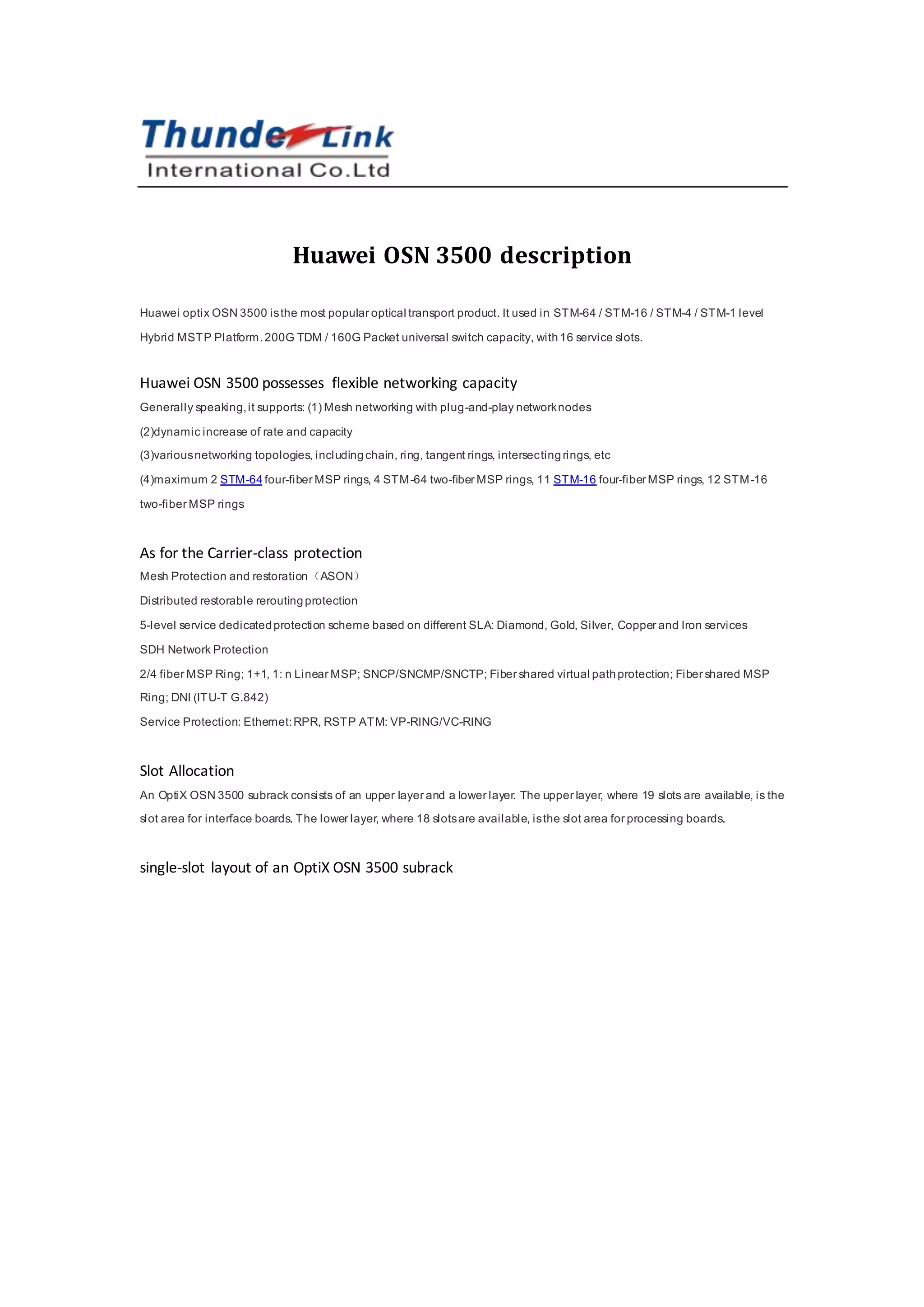 Huawei osn 3500 description | DOCX