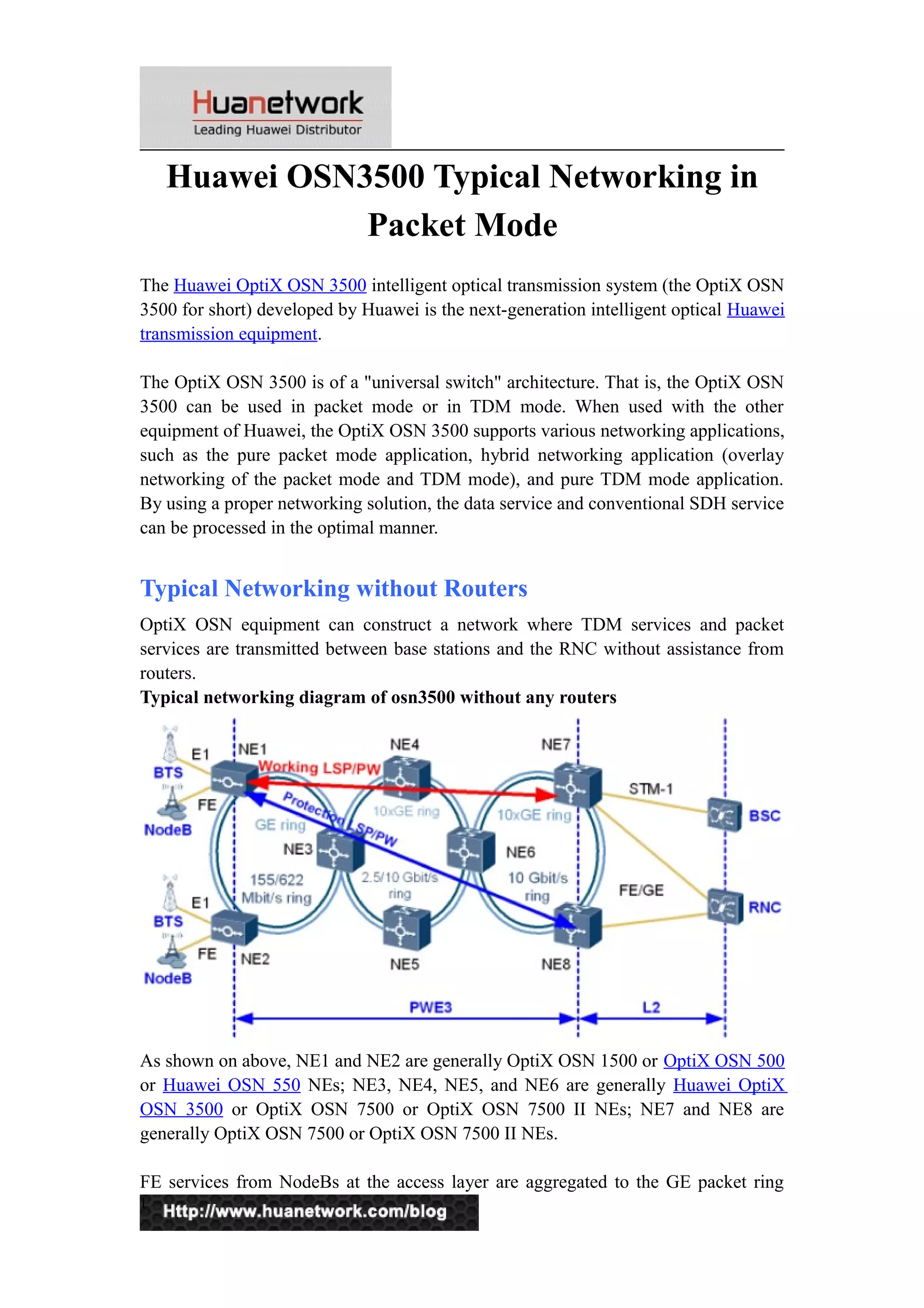 Huawei osn3500 typical networking in packet mode | DOC