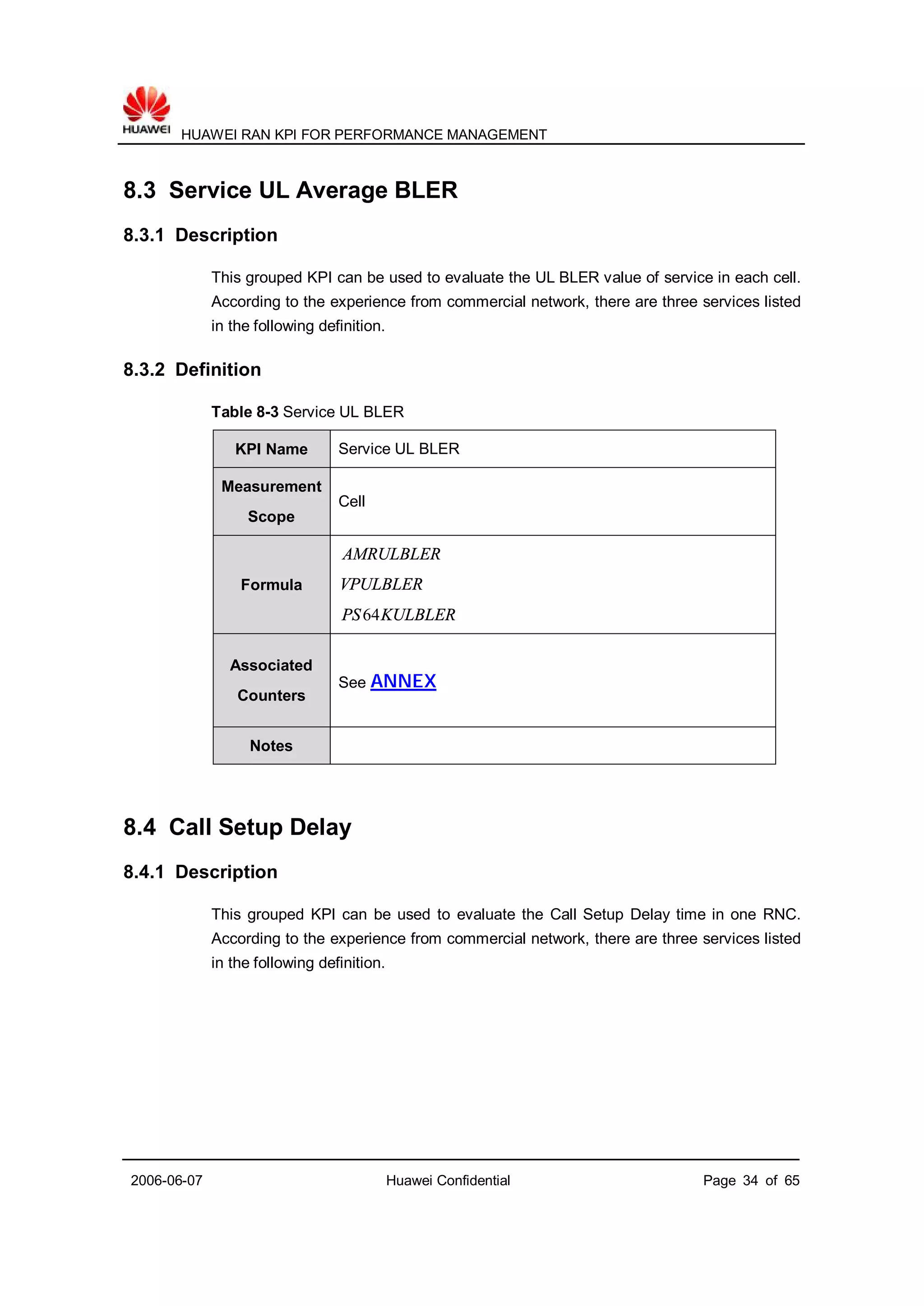 Huawei ran kpi_for_performance_managemen | PDF