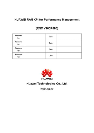 Huawei ran kpi_for_performance_managemen | PDF