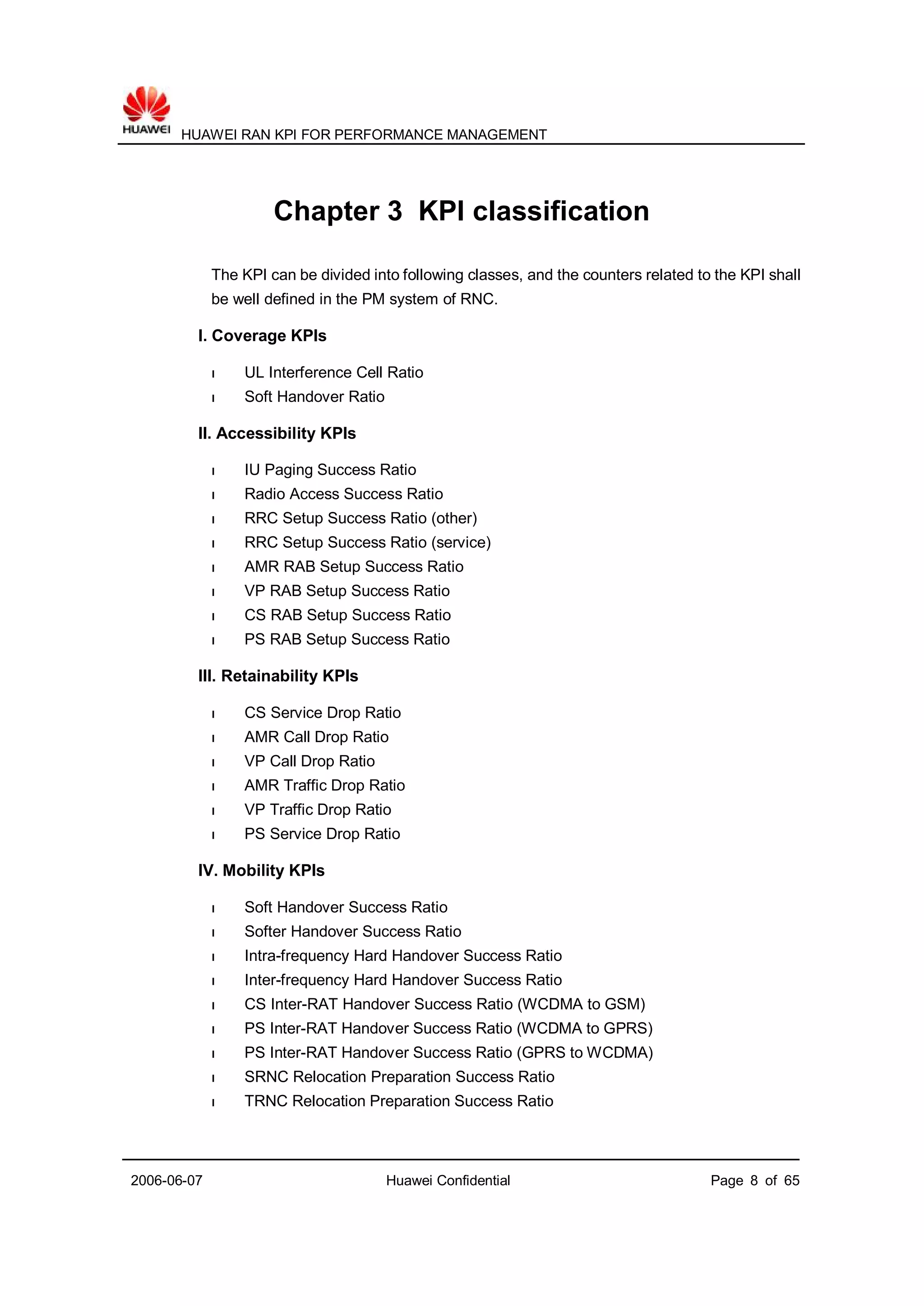 Huawei ran kpi_for_performance_managemen | PDF